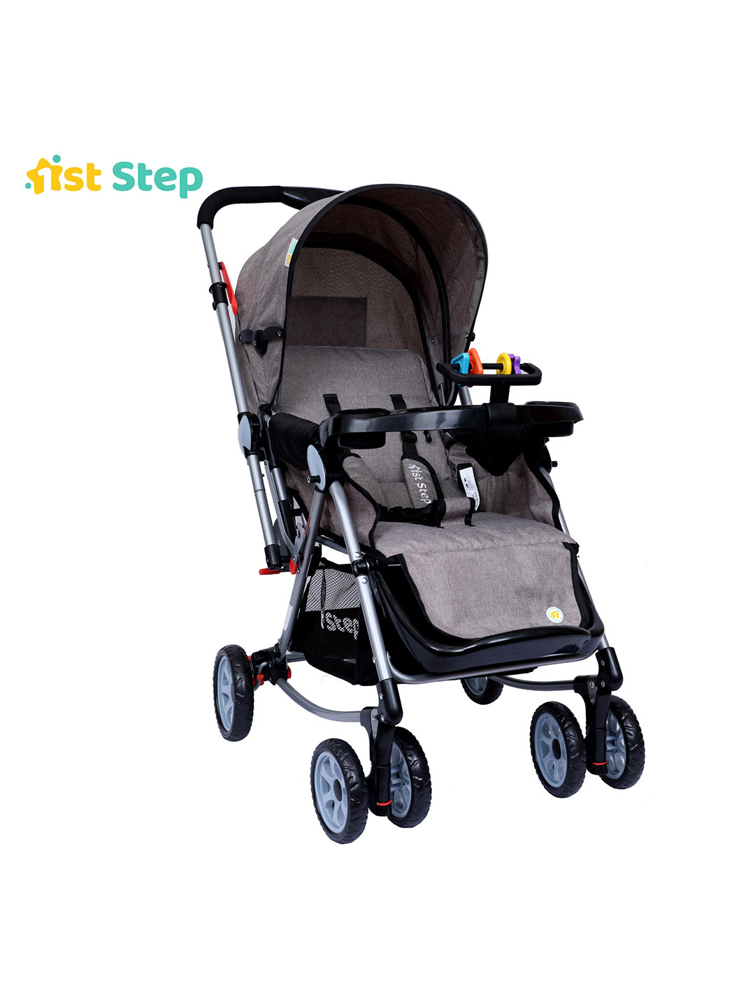 Buy 1st Step Infants Grey Solid Reversible Baby Stroller With 5 Point ...