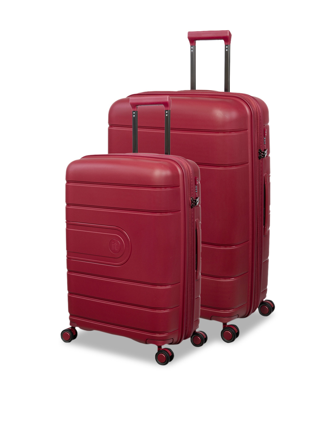 Buy IT Luggage Set Of 2 Red Solid Hard Sided Trolley Suitcases ...