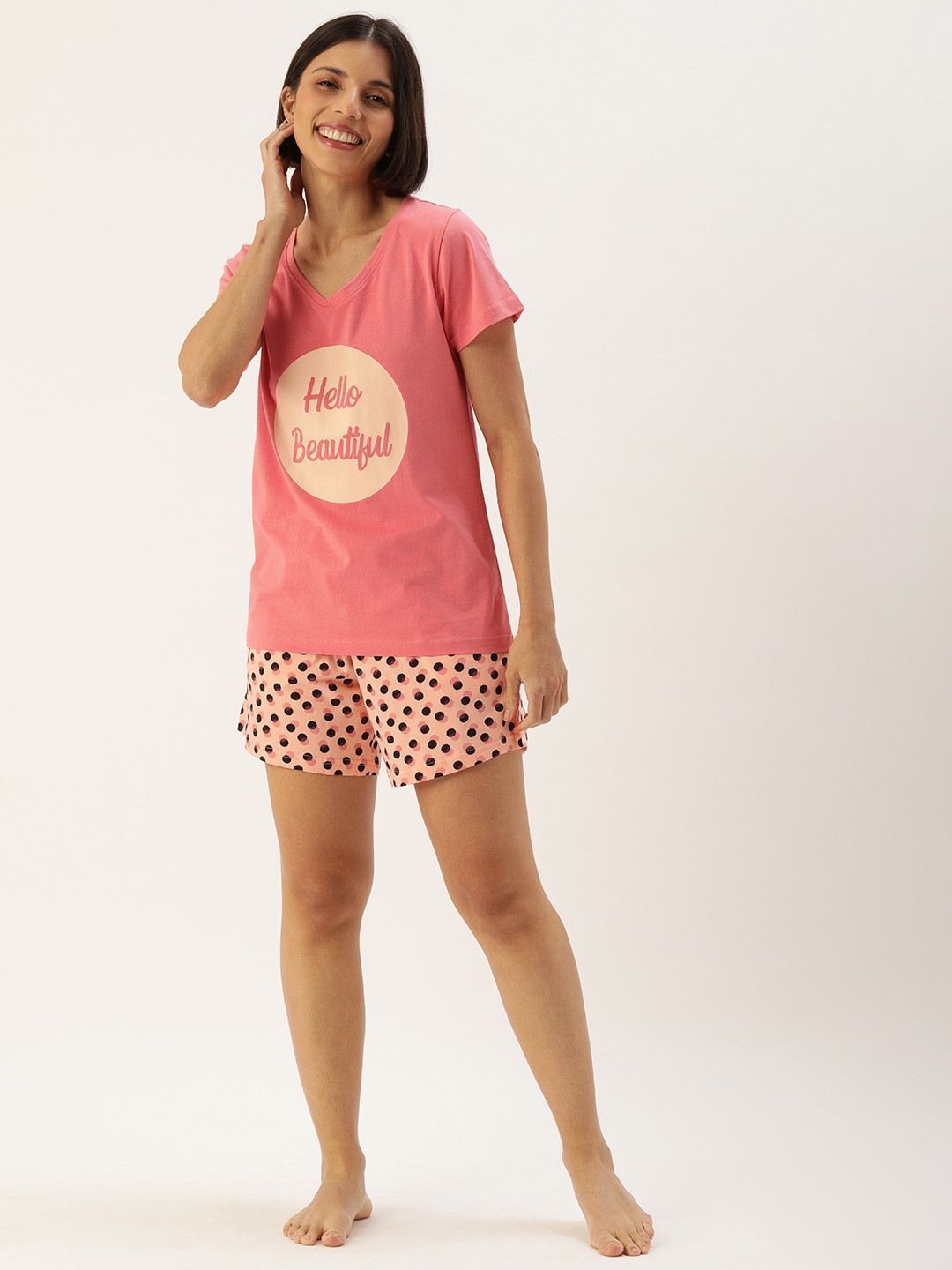 Buy Slumber Jill Women Rose & Peach Coloured Printed Night Suit - Night ...