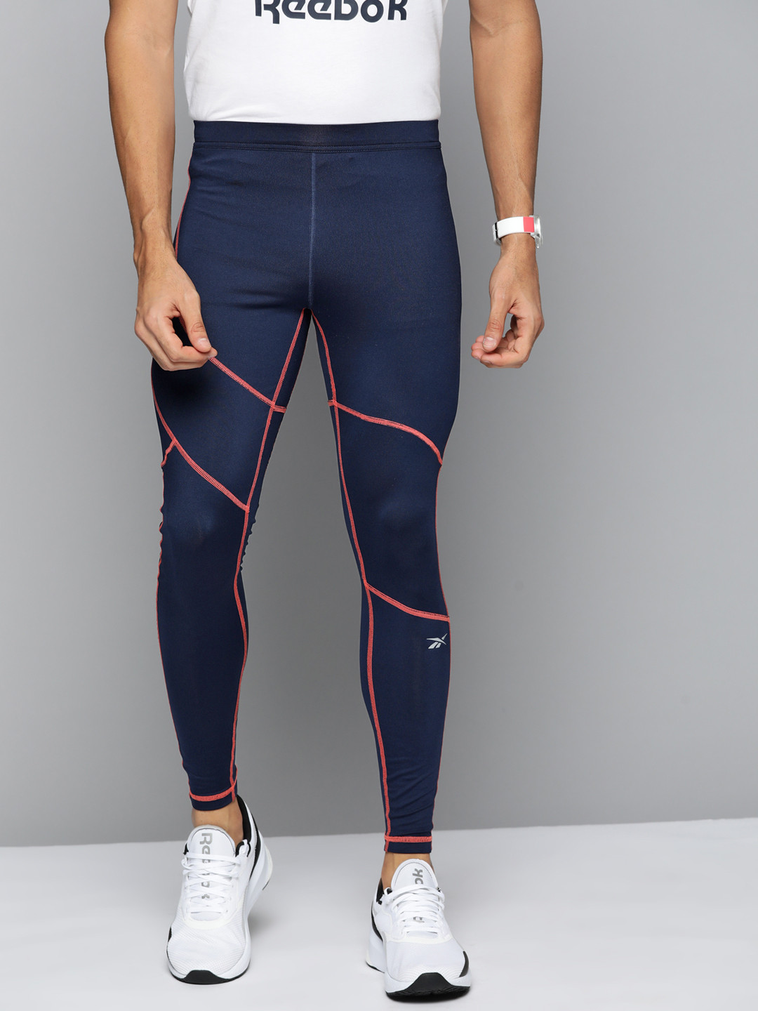 Buy Reebok Men Navy Blue Running Speedwick Tights - Tights for Men ...