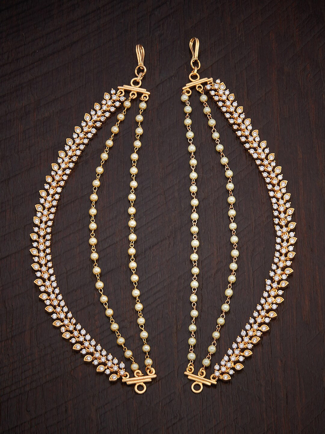 Buy Kushal's Fashion Jewellery Women White & Gold Toned Embellished ...