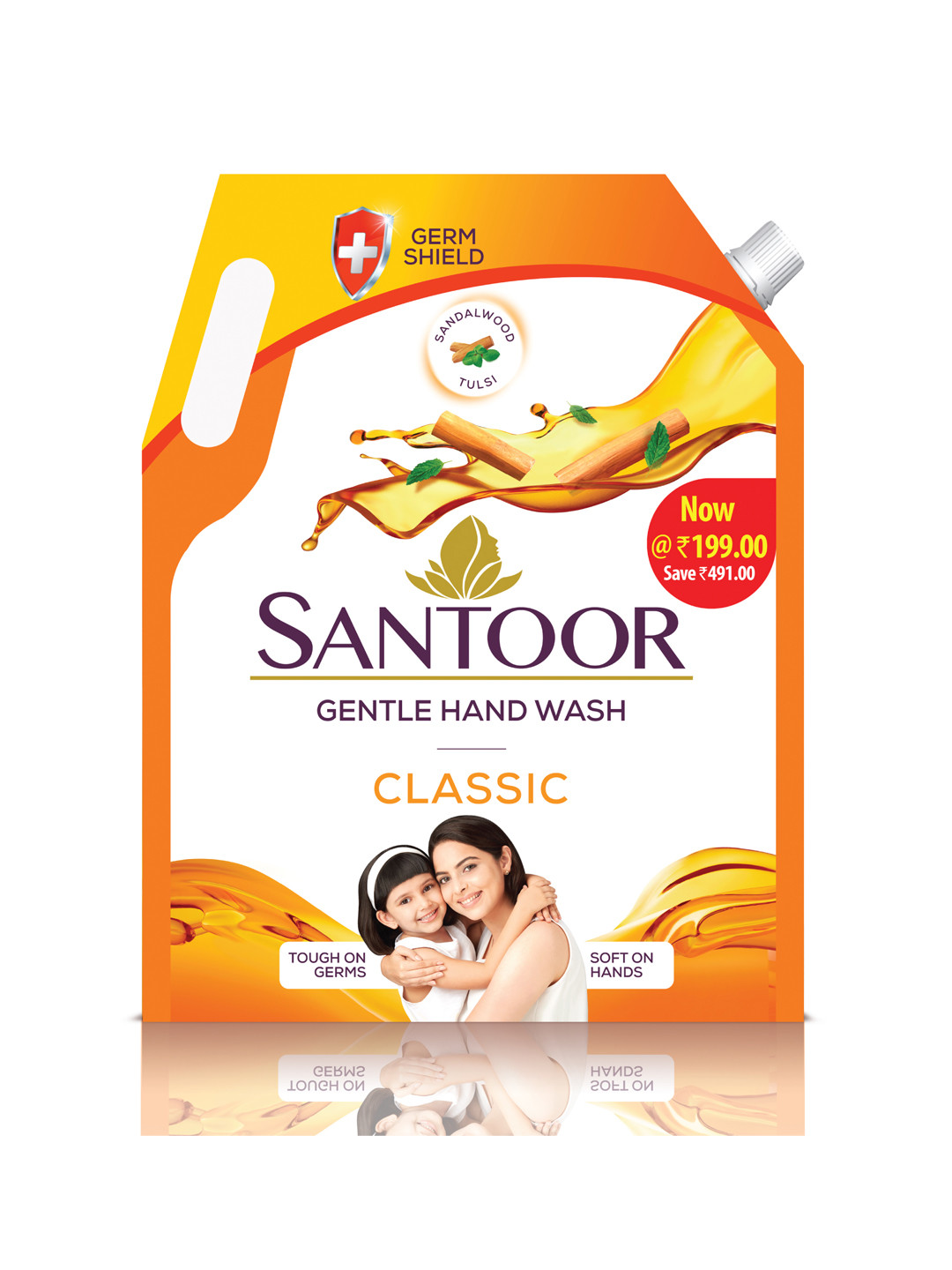 Buy Santoor Classic Gentle Hand Wash With Sandalwood & Tulsi 1500ml ...