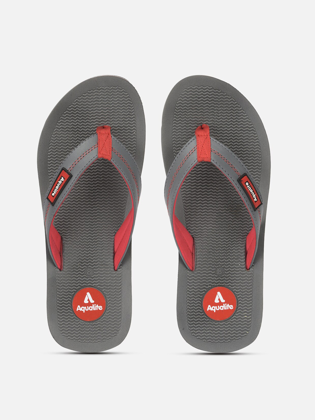 Buy Aqualite Men Grey & Red Thong Flip Flops - Flip Flops for Men ...