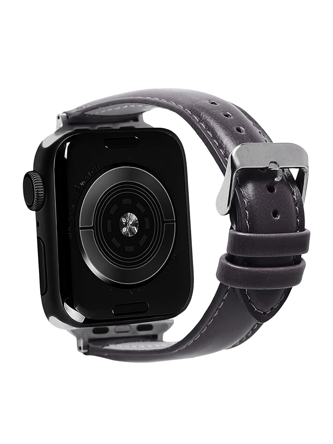 Buy MUTAQINOTI Black Solid Leather Smartwatch Strap - Watch Straps for ...