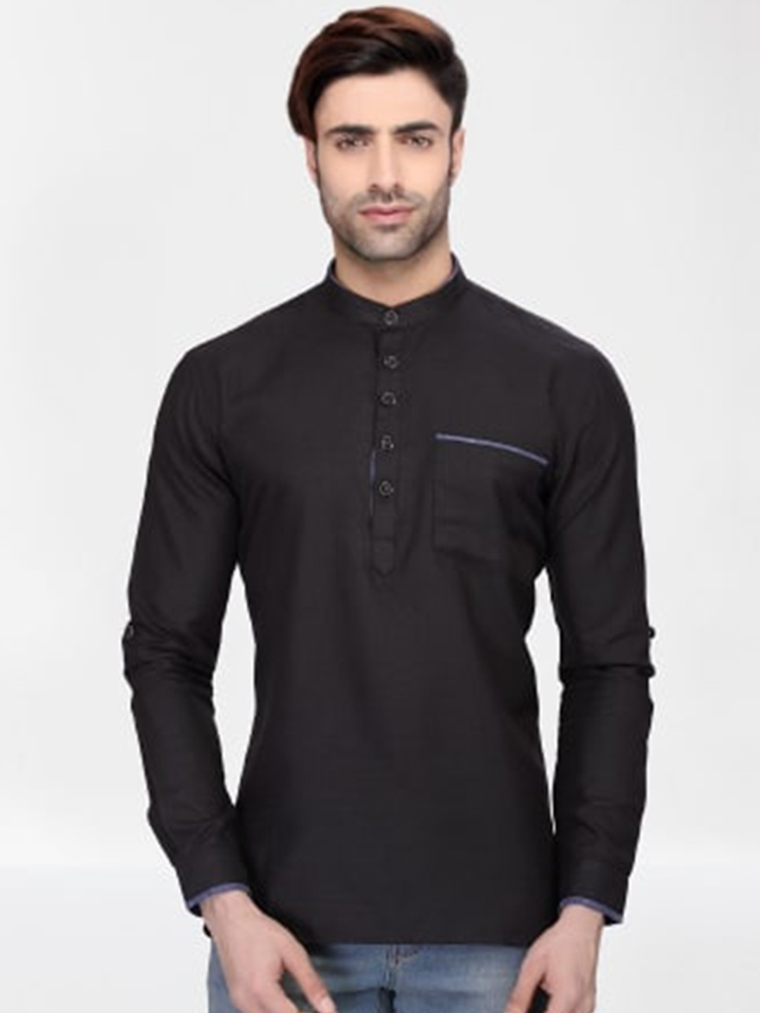 Buy RG DESIGNERS Men Black Thread Work Handloom Pathani Kurta - Kurtas ...