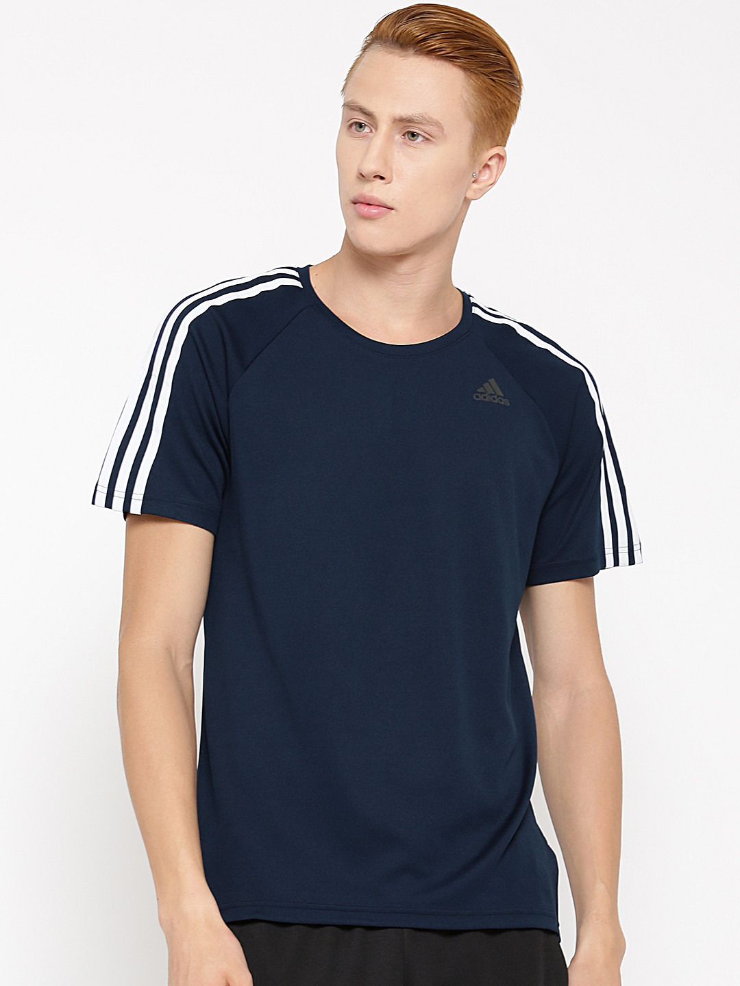 Buy ADIDAS Men Navy Blue D2M Solid Round Neck T Shirt - Tshirts for Men ...
