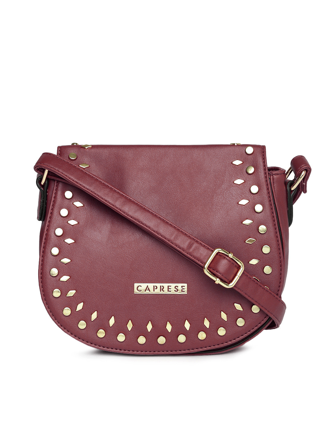 Buy Caprese Burgundy Metallic Studded Sling Bag - Handbags for Women ...