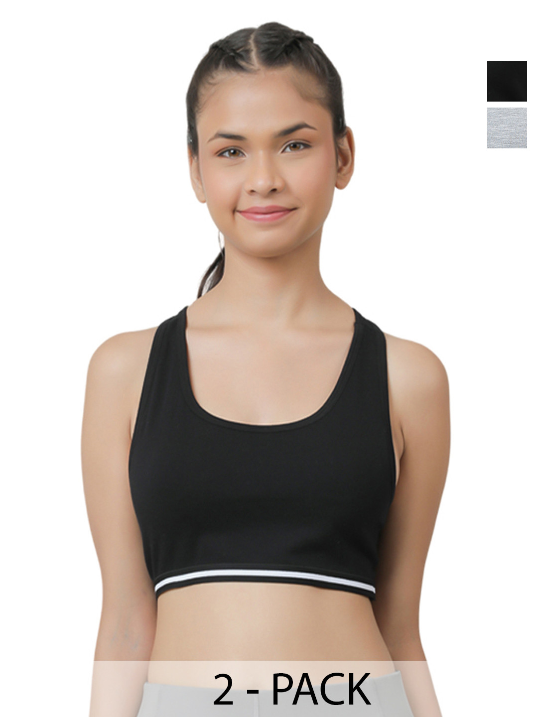 Buy Charm N Cherish Girls Pack Of 2 White & Black Non Padded Bra - Bra ...