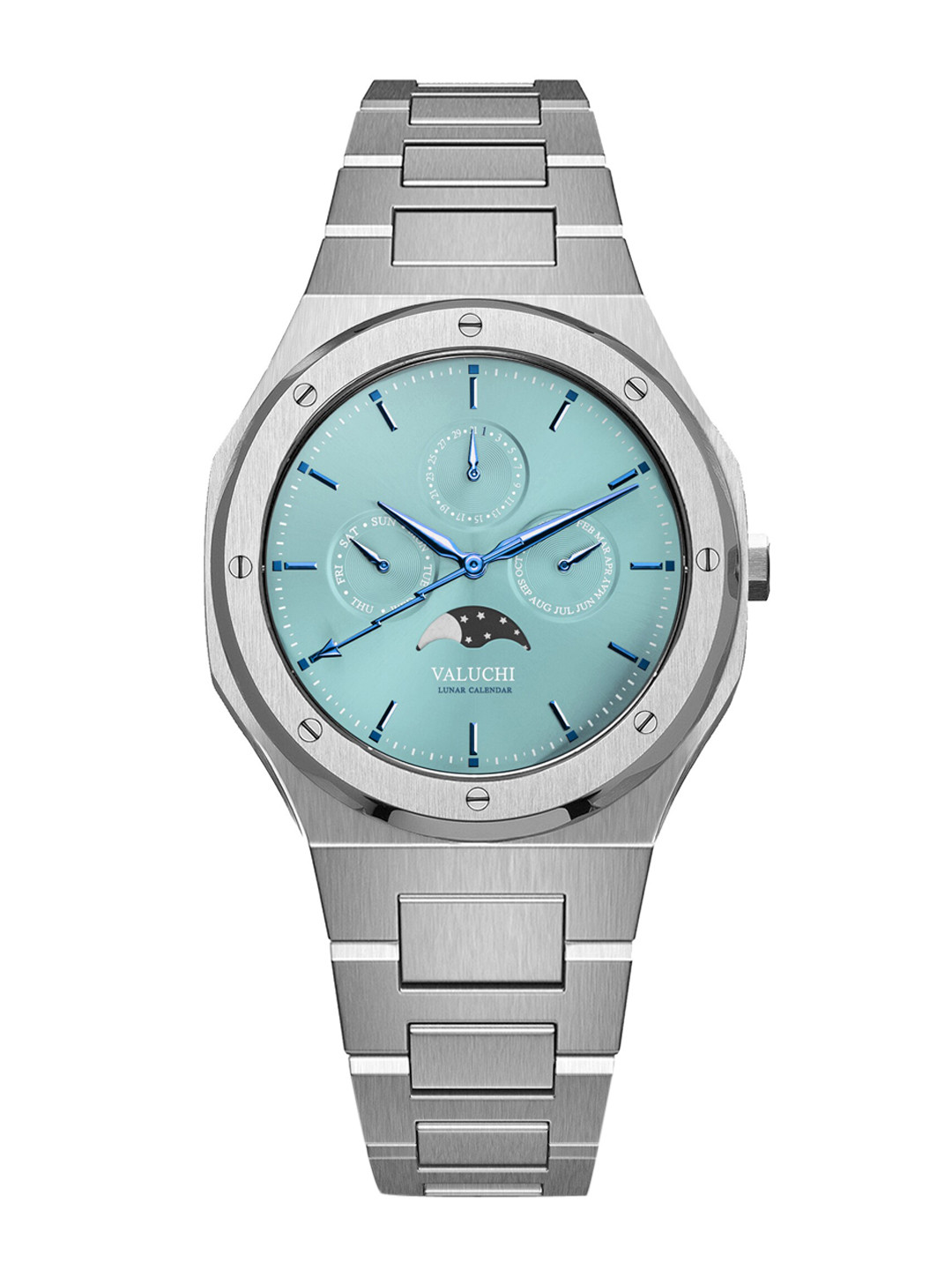 Buy Valuchi Men Blue Dial & Silver Toned Stainless Steel Bracelet Style ...