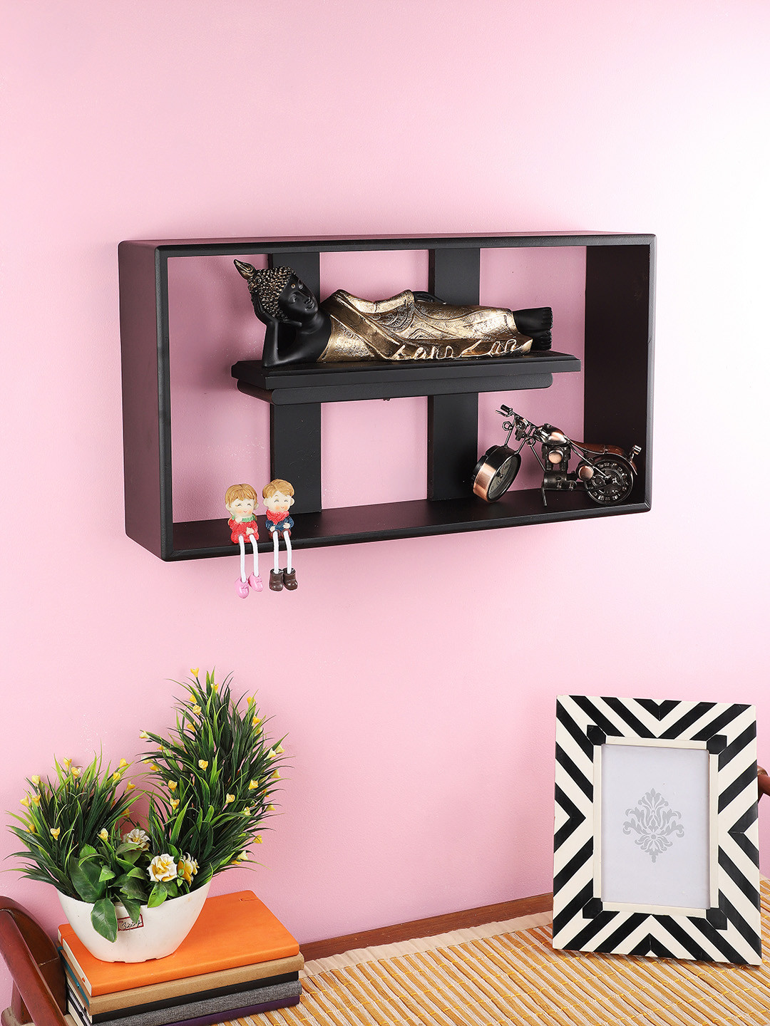 Buy Home Sparkle Black Rectangular Wall Shelf - Wall Shelves for Unisex ...