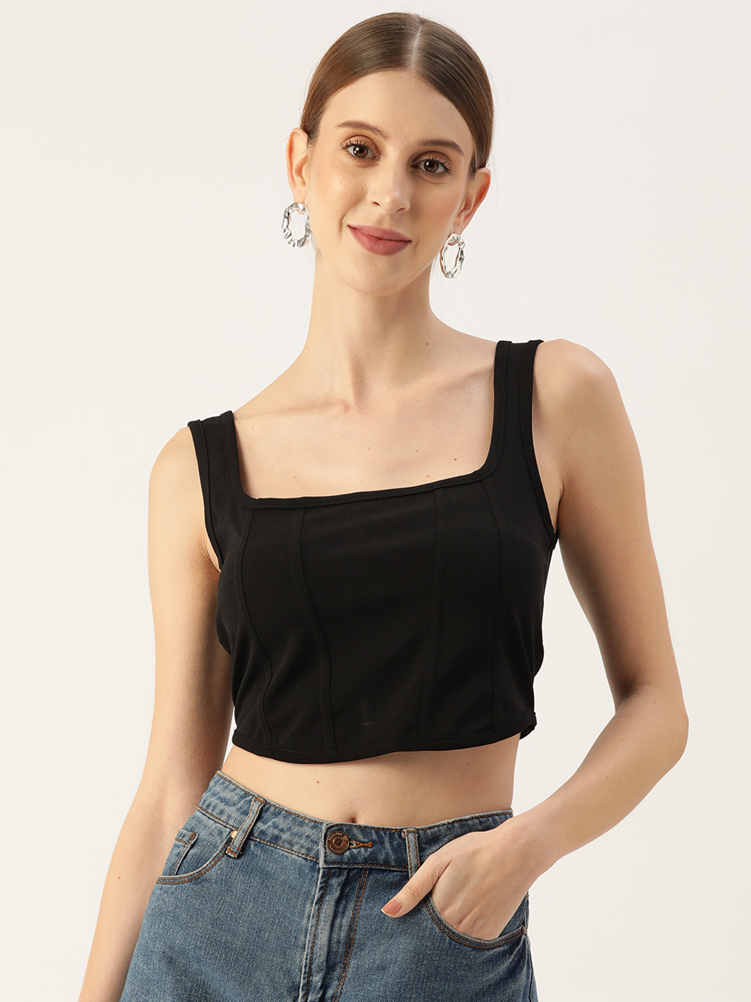 Buy LC Waikiki Black Crop Top - Tops for Women 18682614 | Myntra