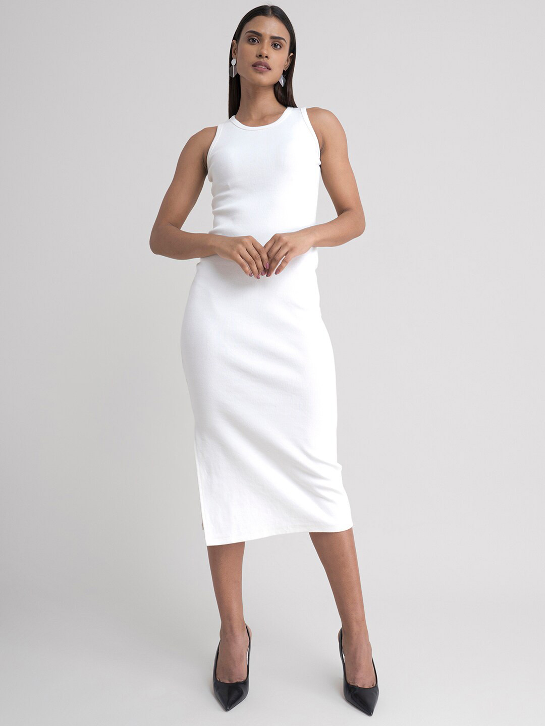 Buy FableStreet Off White Bodycon Midi Dress - Dresses for Women ...