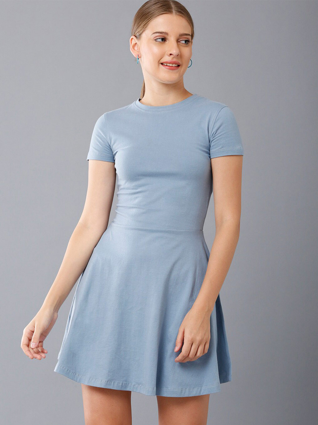 Buy Oh So Fly Blue Solid Mini Dress - Dresses for Women 18689210 | Myntra