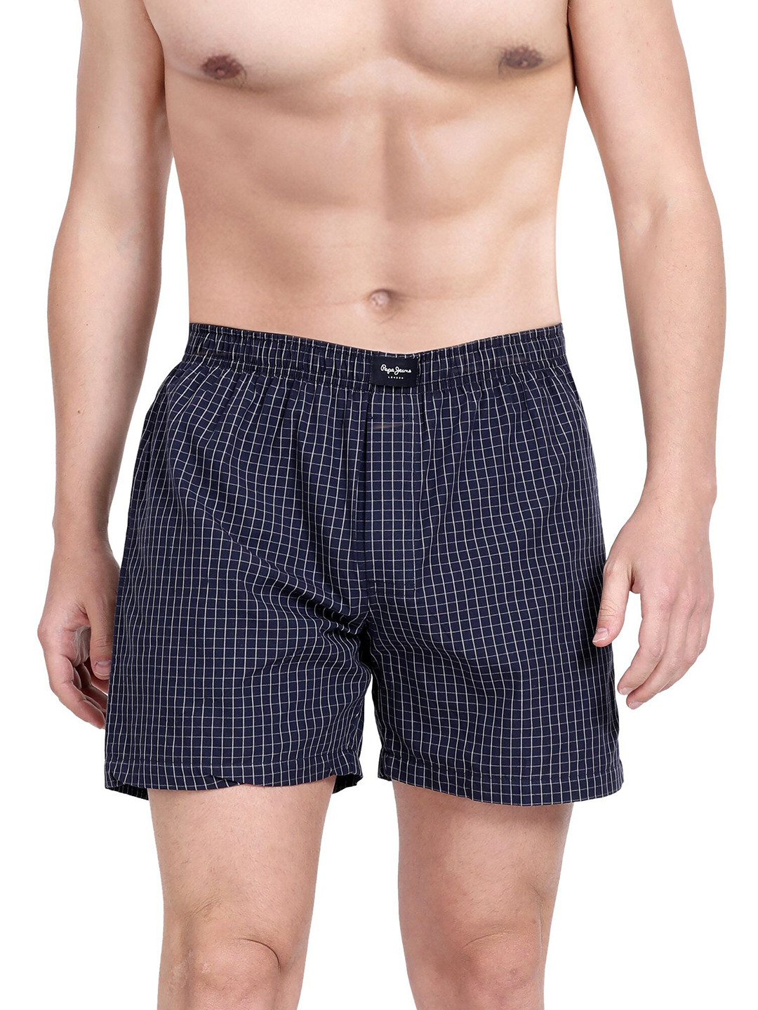 Buy Pepe Jeans Men Navy Blue & White Checked Boxers - Boxers for Men ...