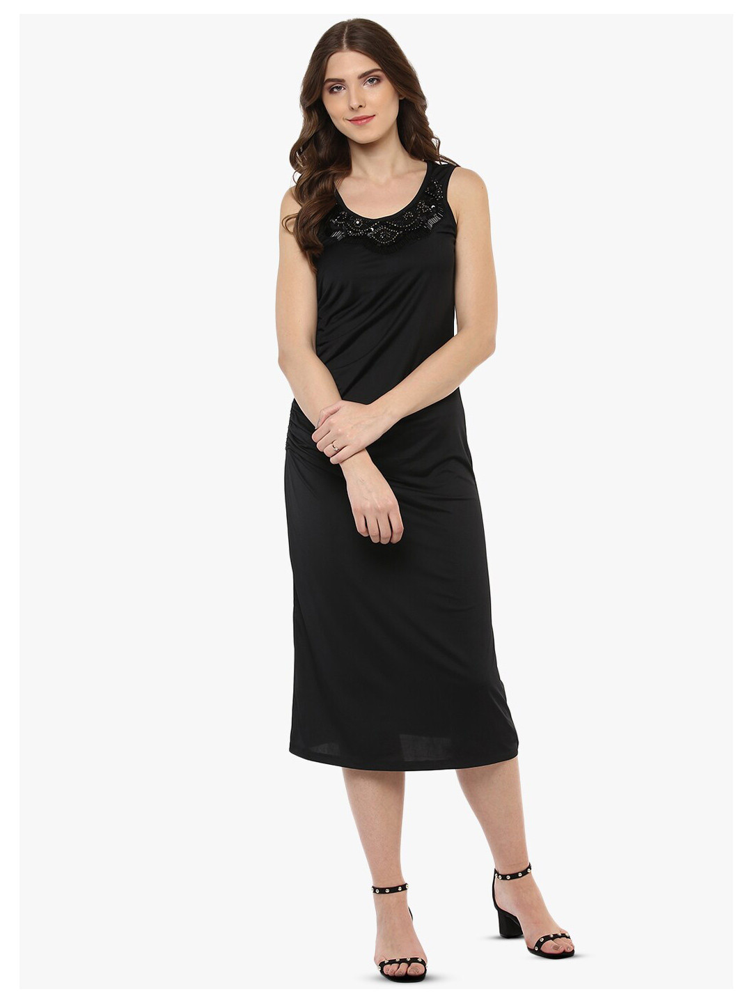Buy Porsorte Black Sheath Midi Dress - Dresses for Women 18693744 | Myntra
