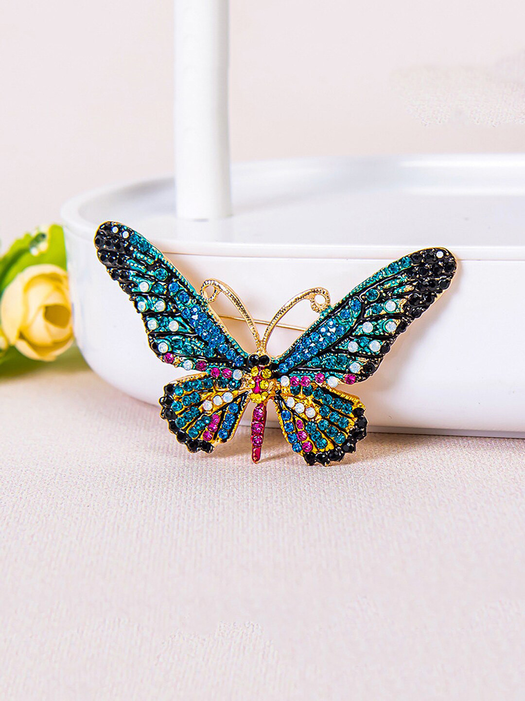 Buy Yellow Chimes Women Blue Butterfly Shaped Brooch - Brooch for Women ...