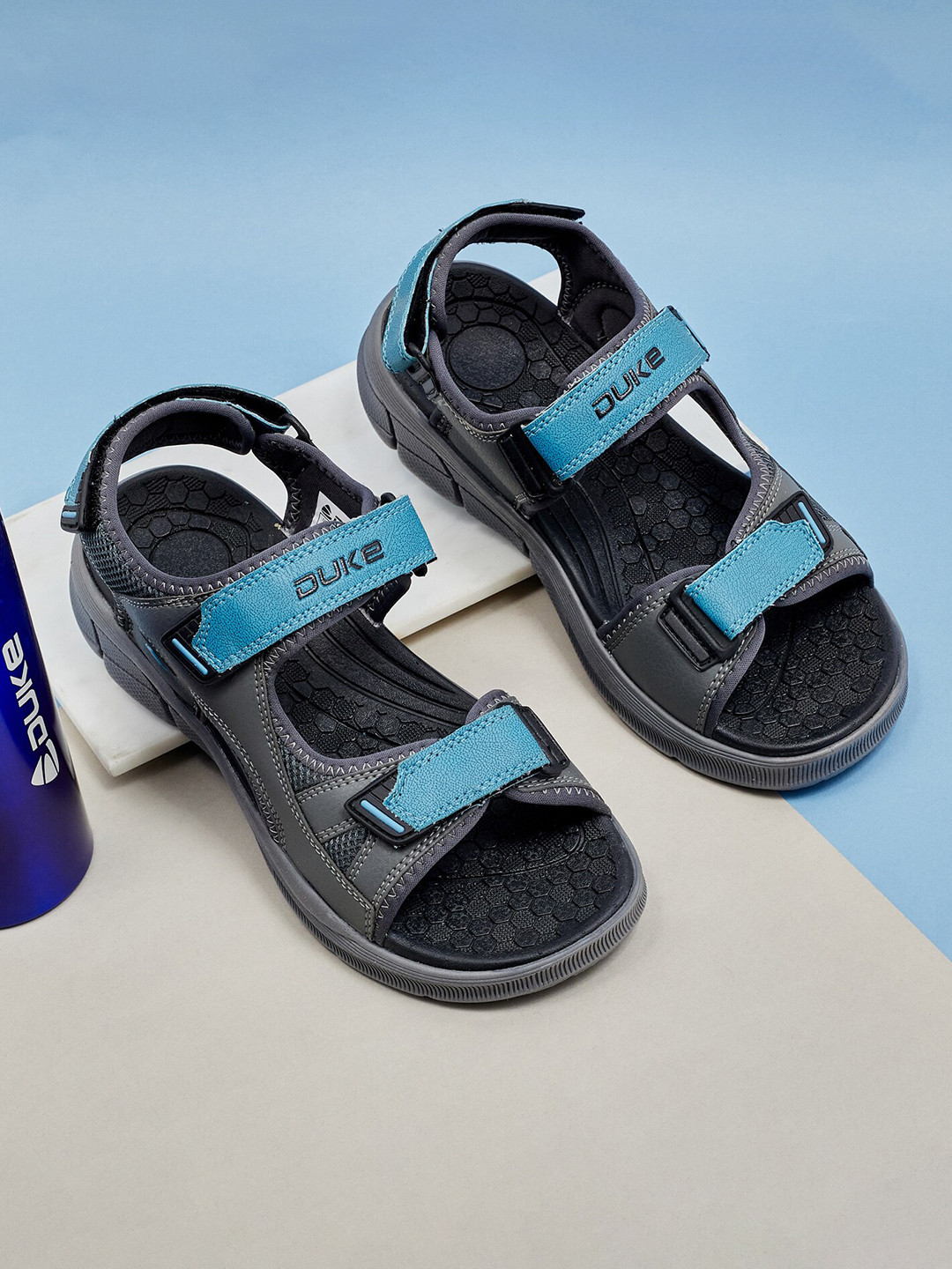 Buy Duke Men Grey & Blue Comfort Sandals - Sandals for Men 18695566 ...