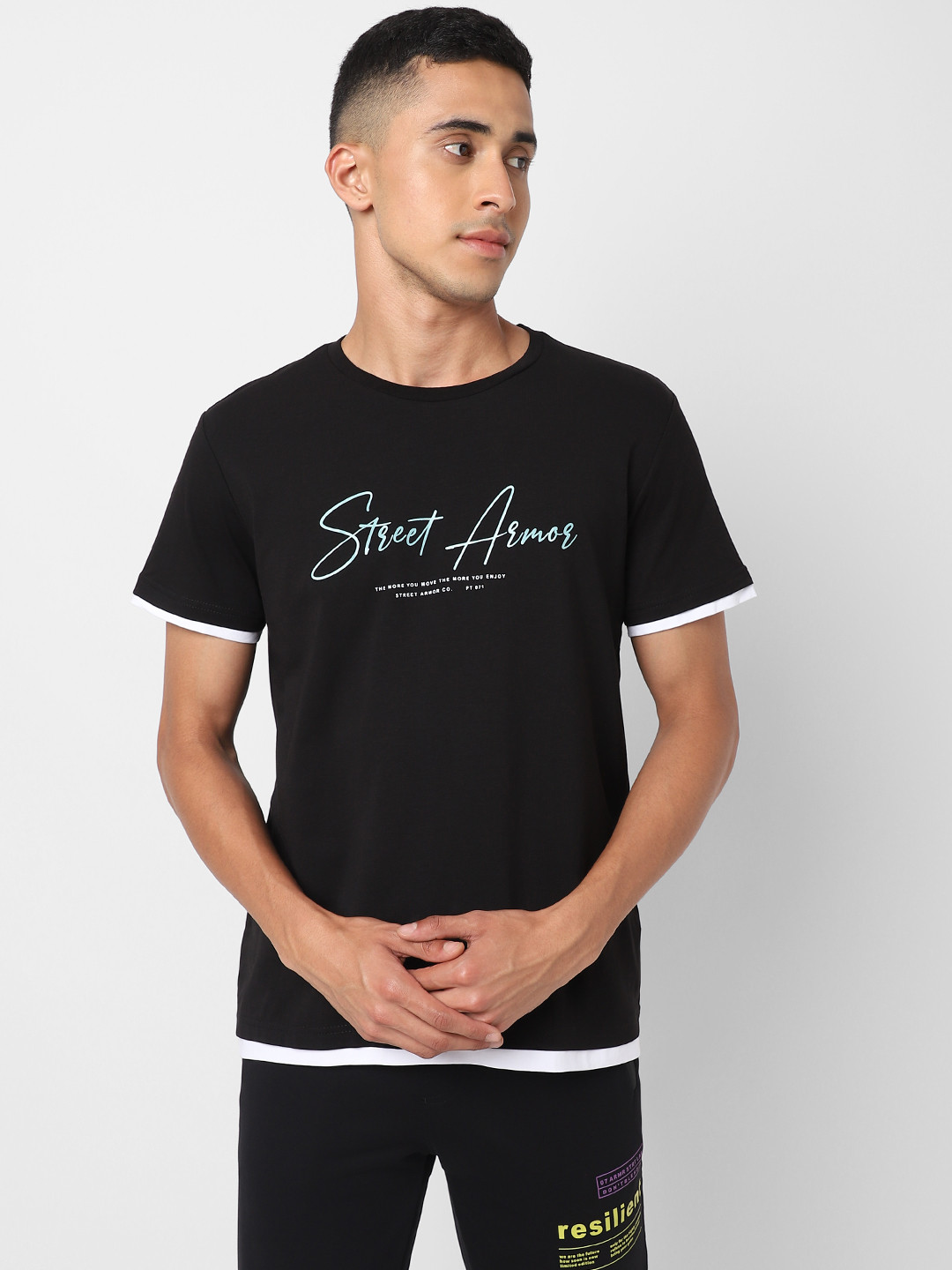 Buy Street Armor By Pantaloons Men Black Typography Printed T Shirt ...