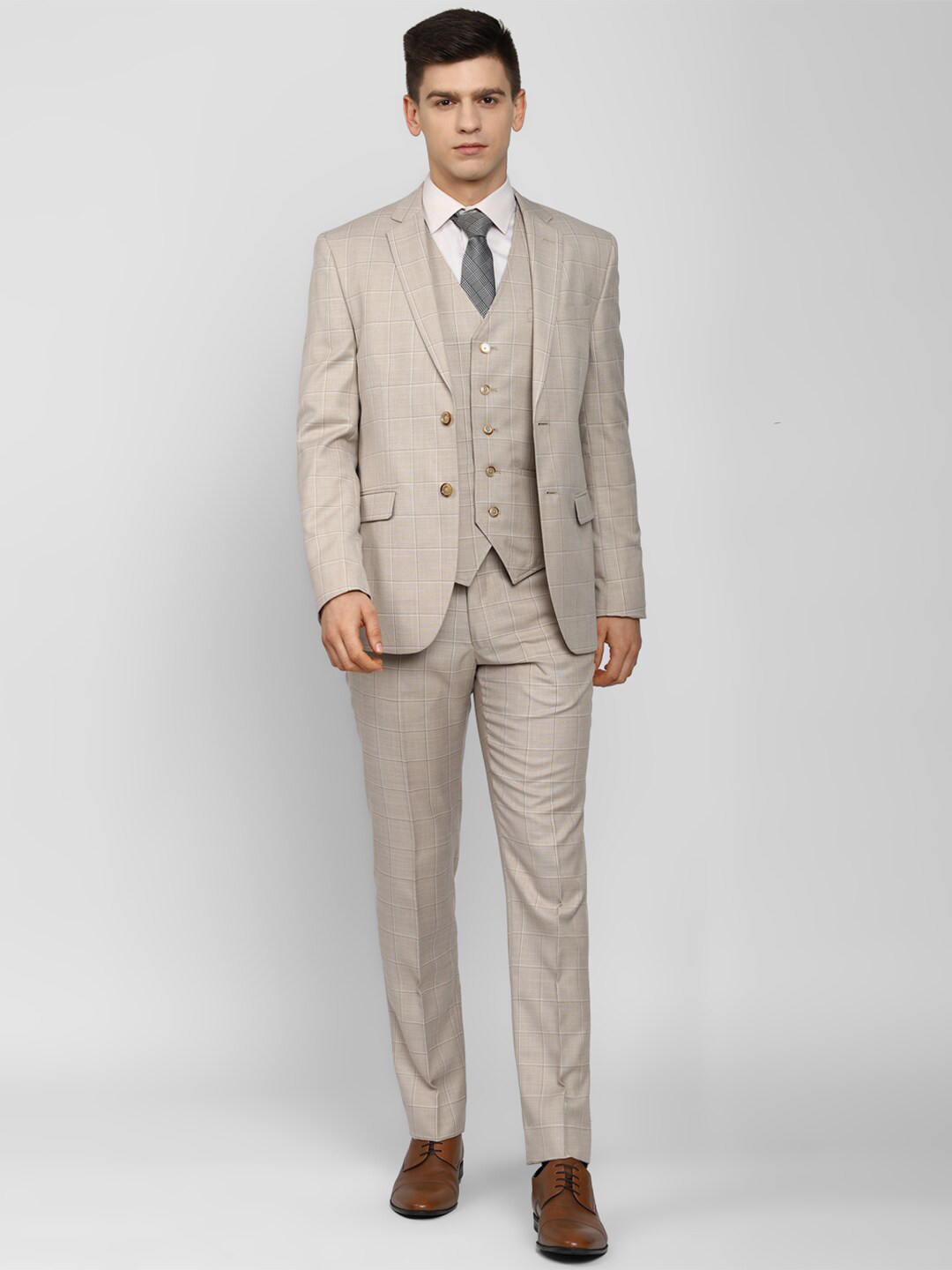 Buy Van Heusen Men Grey Printed Slim Fit Party Wear Suits - Suits for ...