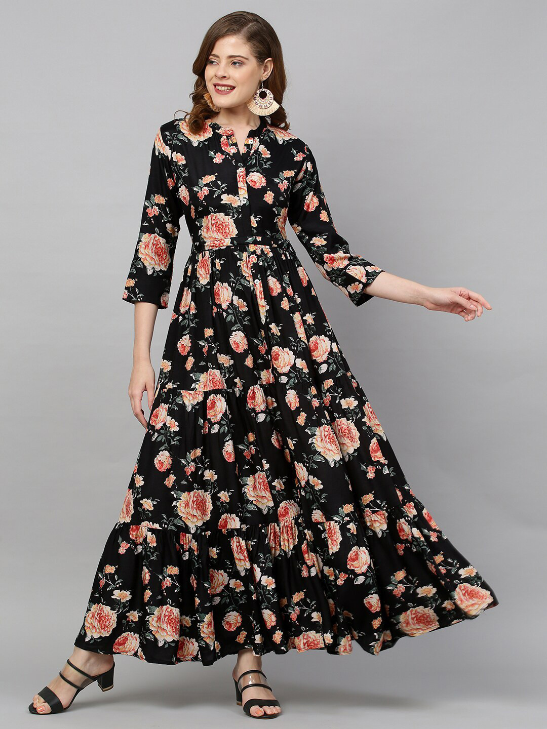 Buy Fashor Women Black Floral Maxi Dress Dresses For Women 18700350