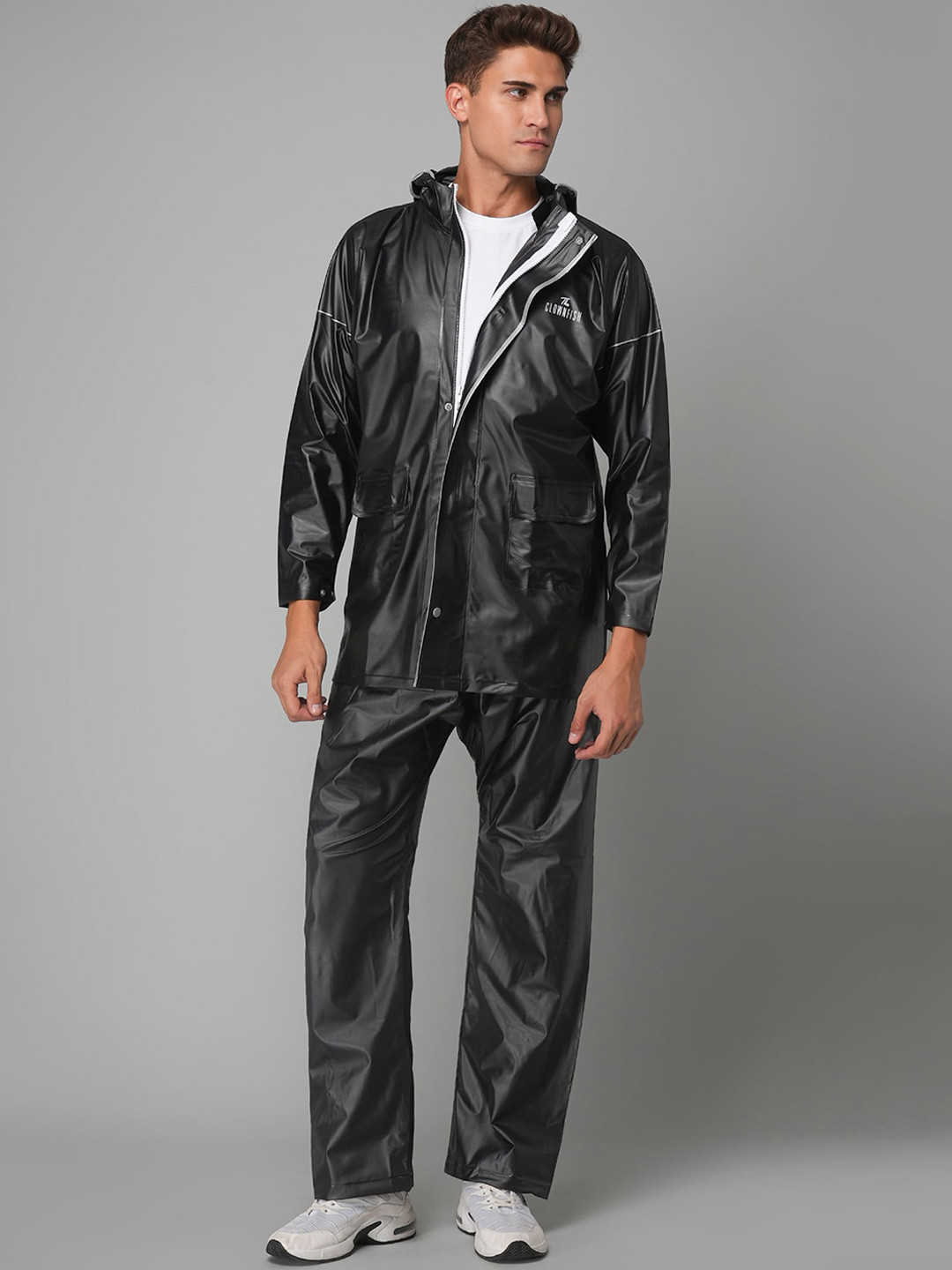 Buy THE CLOWNFISH Men Black Solid Waterproof Rain Suit - Rain Suit for ...