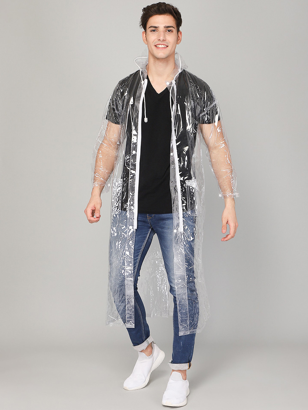 Buy THE CLOWNFISH Men Transparent Waterproof Seam Sealed Long Rain ...