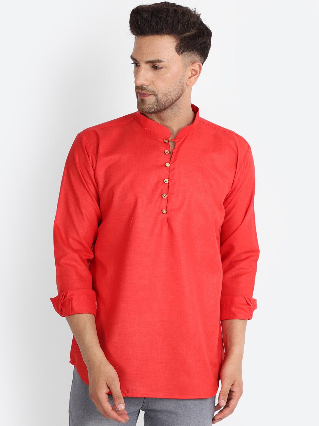Buy Kaifoo Men Red Solid Short Kurta - Kurtas for Men 18705682 | Myntra