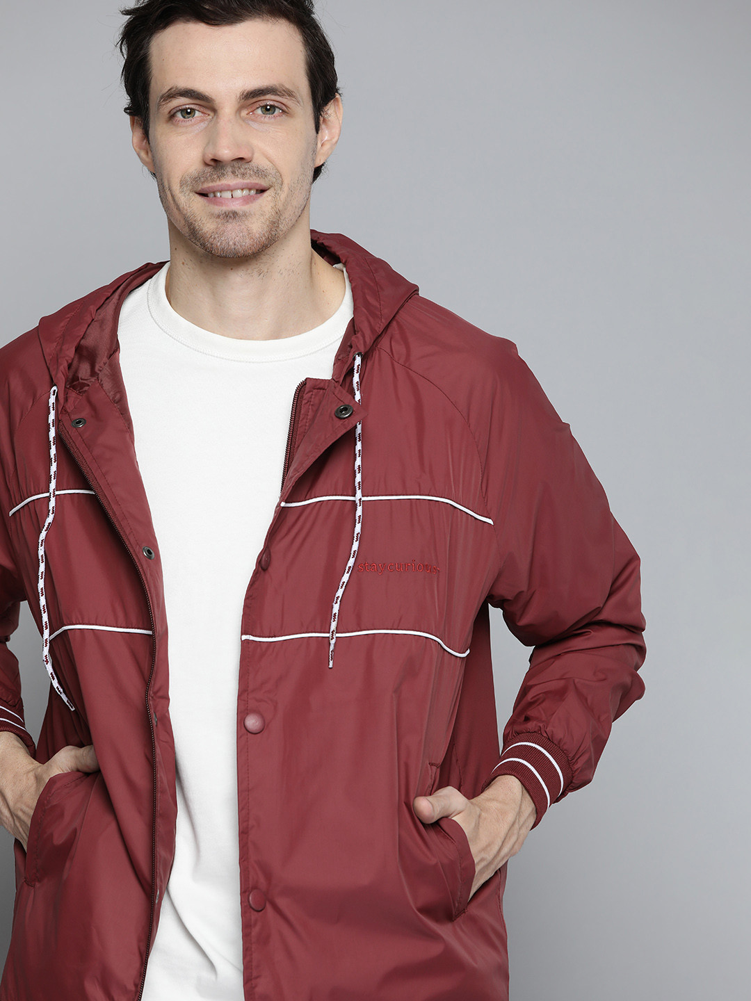 Buy Mast & Harbour Men Rust Red Solid Tailored Jacket - Jackets for Men ...