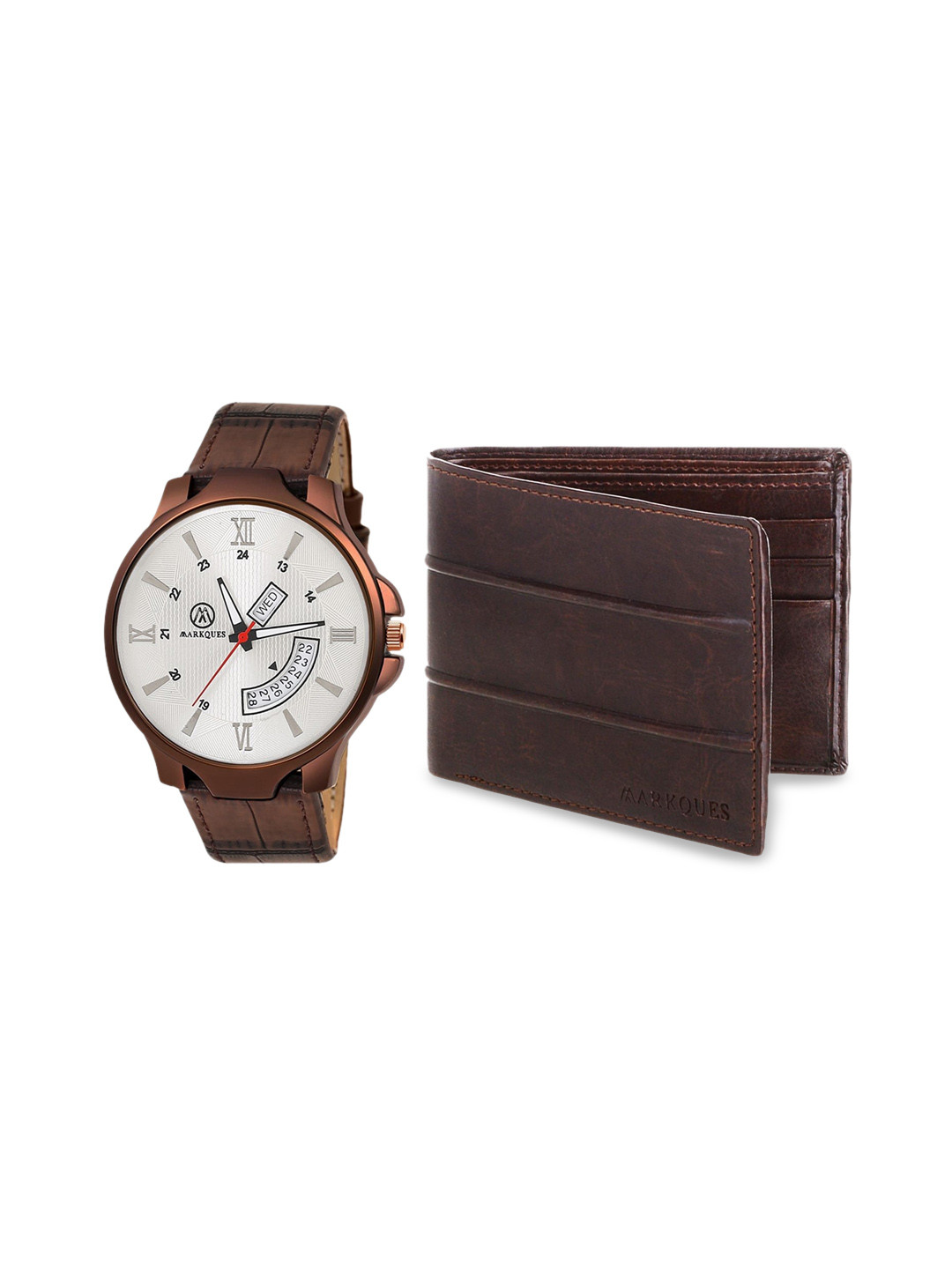 Buy MARKQUES Men Brown Watch And Wallet Combo Accessory Gift Set ...