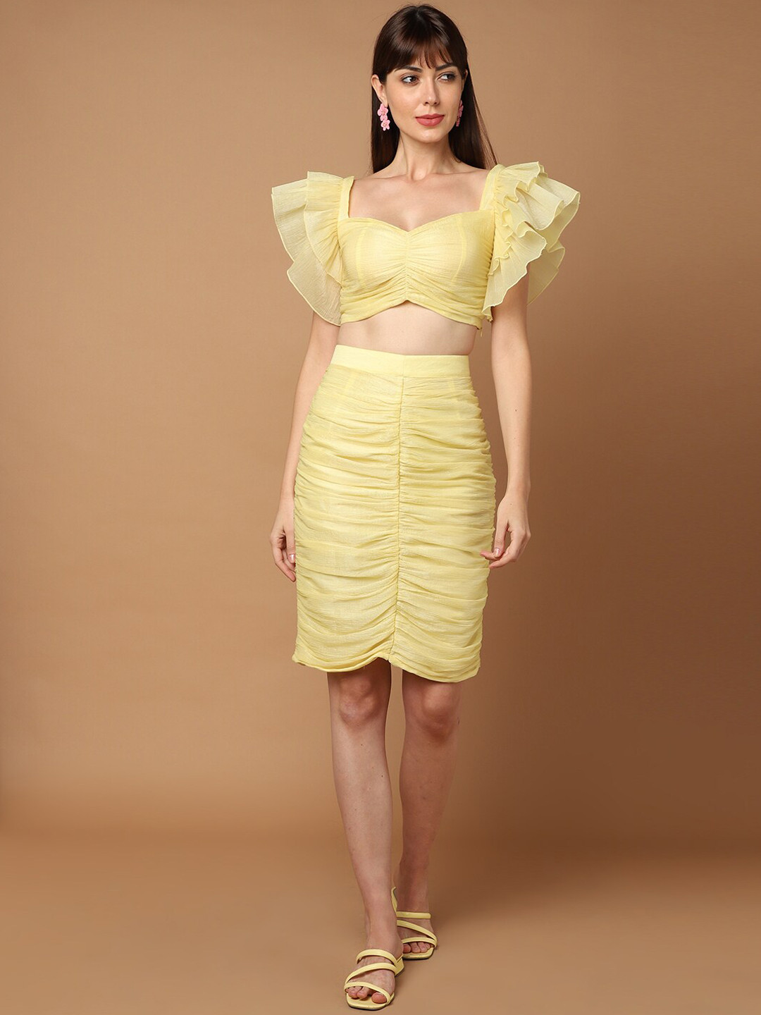 Buy SHABERRY Women Yellow Solid Eva Dream Cordset - Co Ords for Women ...