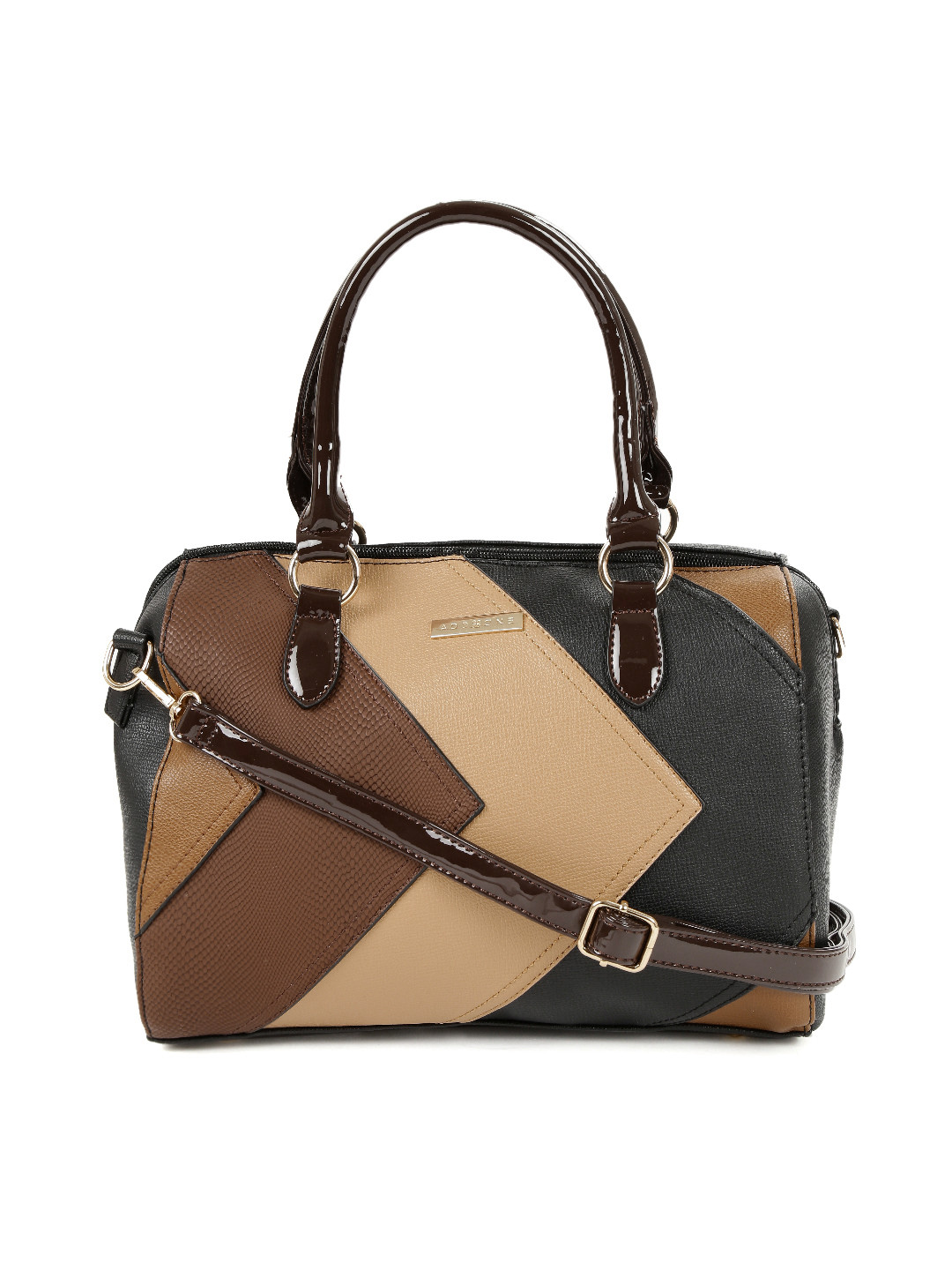 Buy Addons Brown & Black Colourblocked Handbag - Handbags for Women ...