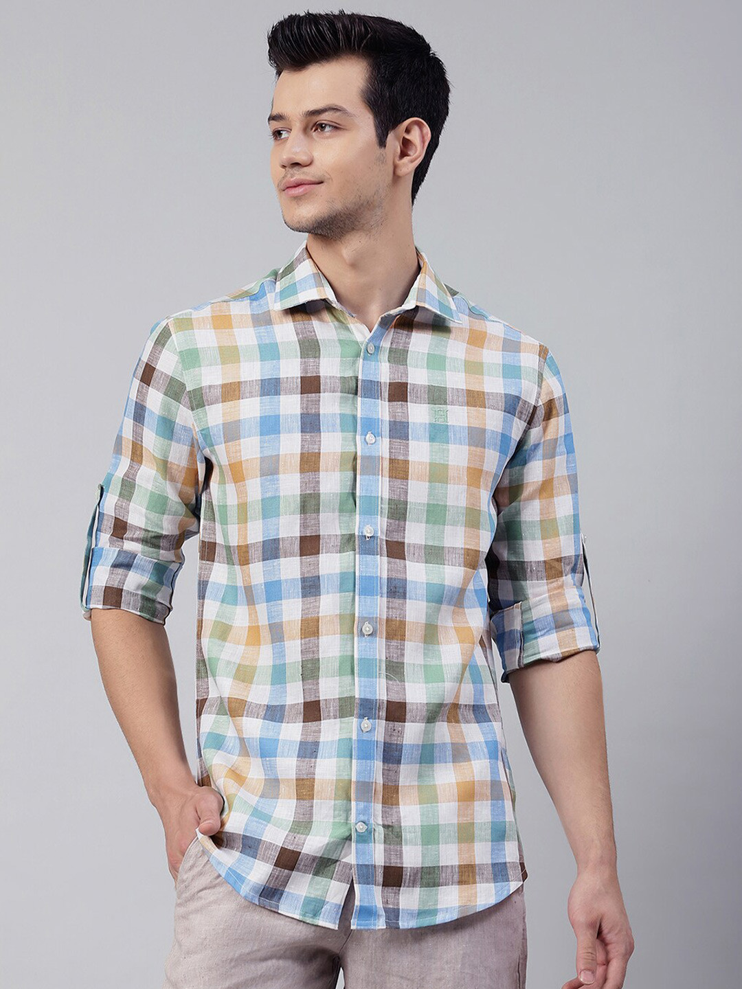 Buy HARSAM Men Multicoloured Gingham Checks Checked Casual Shirt ...