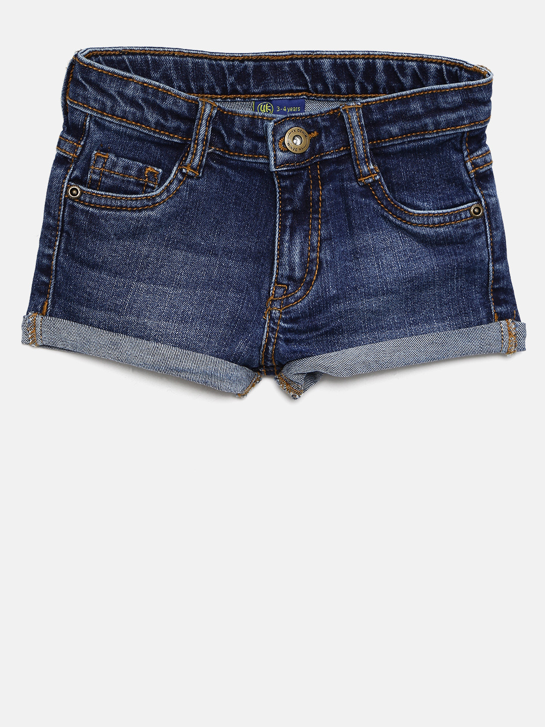 Buy YK Girls Blue Washed Denim Shorts - Shorts for Girls 1872575 | Myntra