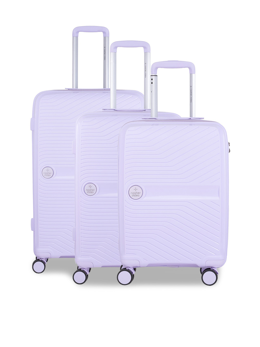 Buy Nasher Miles Set Of 3 Purple Solid Trolley Bag - Trolley Bag for ...