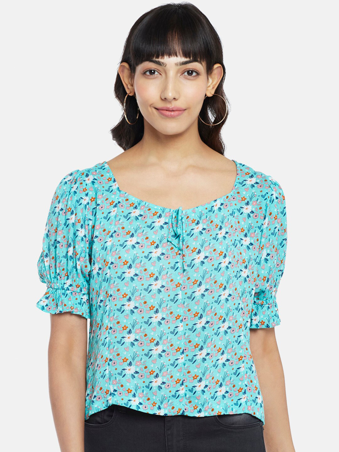Buy People Blue Geometric Print Top - Tops for Women 18726486 | Myntra