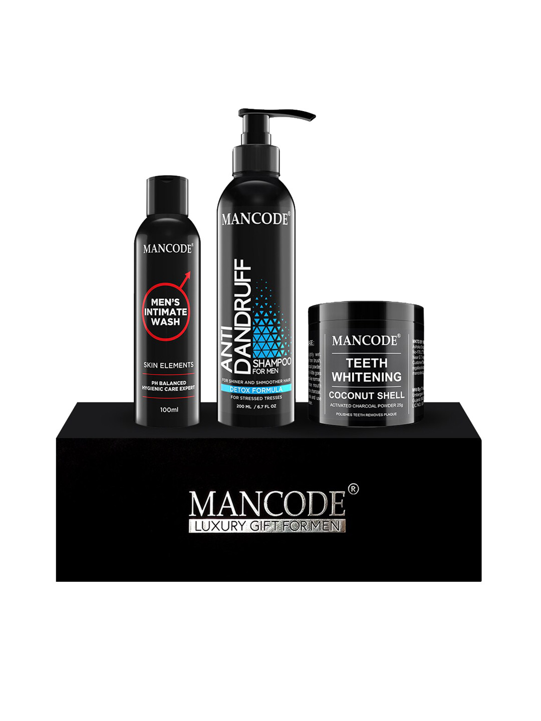 Buy MANCODE Mens Grooming Kit 07 Intimate Wash 100ml+Shampoo 200ml+Teeth Whitening Powder 25mg ...