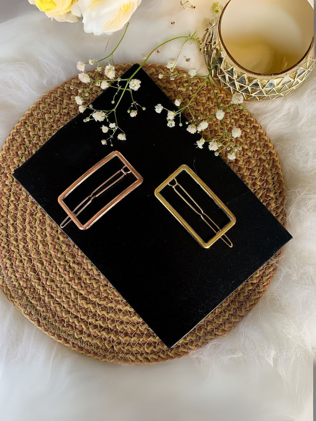 Buy I Jewels Set Of 2 Gold Toned Rectangle Shaped Hair Pins - Hair ...