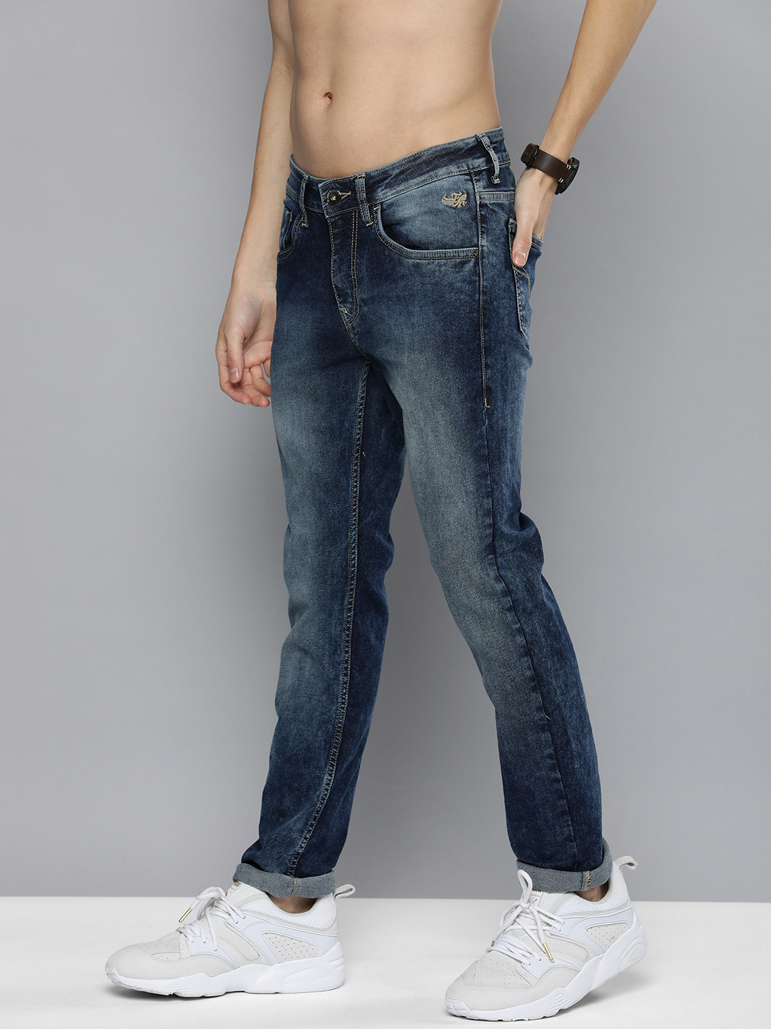 Buy Flying Machine Men Blue Skinny Jackson Fit Low Rise Heavy Fade ...