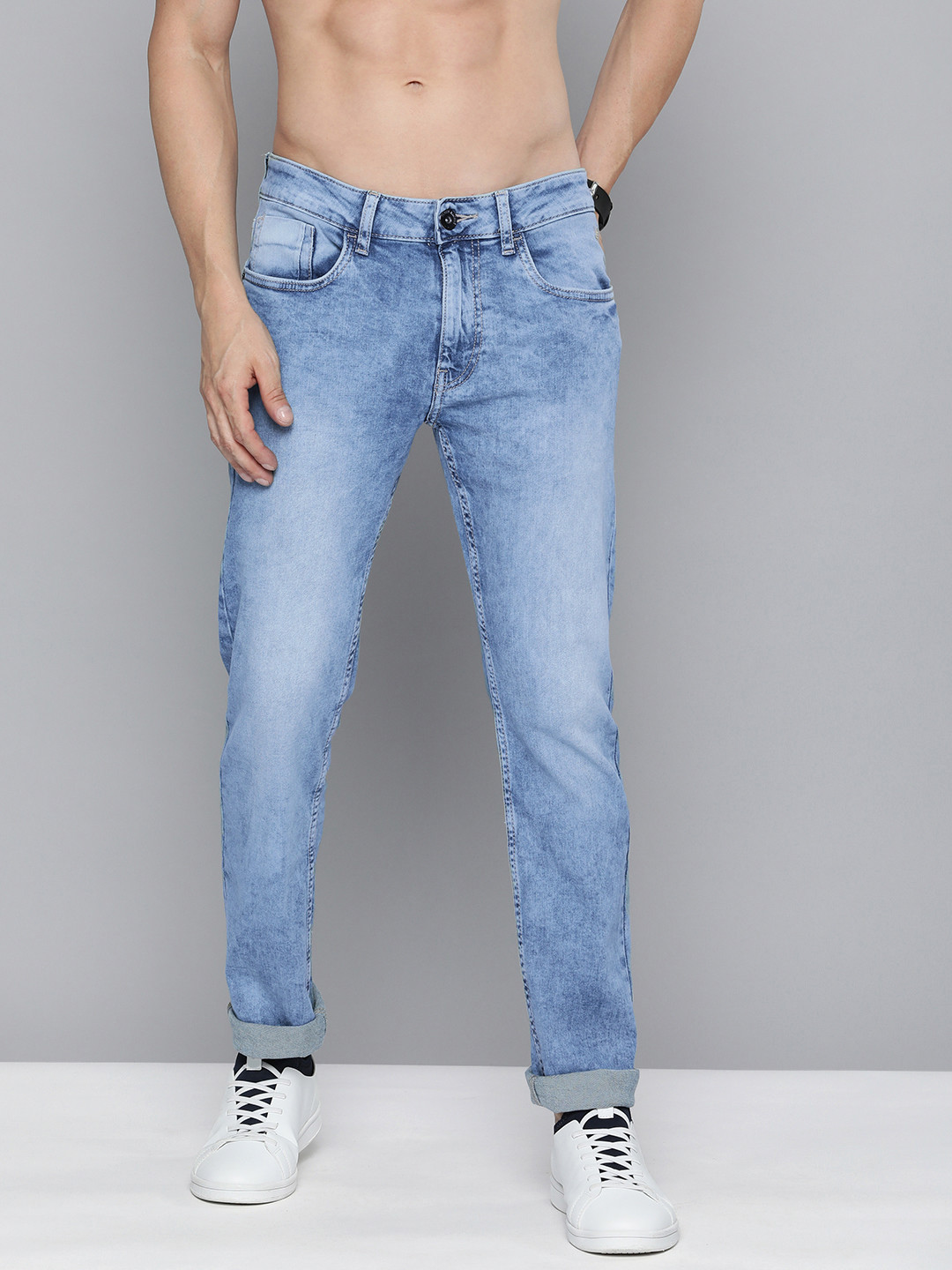 Buy Flying Machine Men Blue Micheal Slim Tapered Fit Light Fade ...