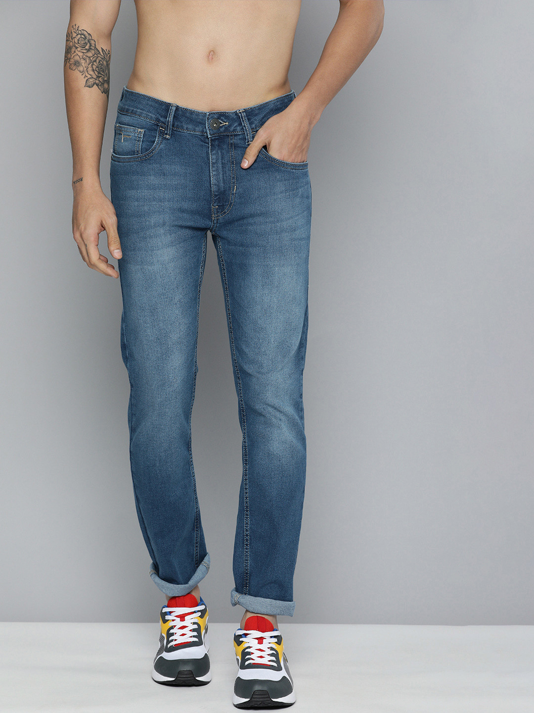 Buy Flying Machine Men Blue Michael Slim Fit Mid Rise Light Fade ...