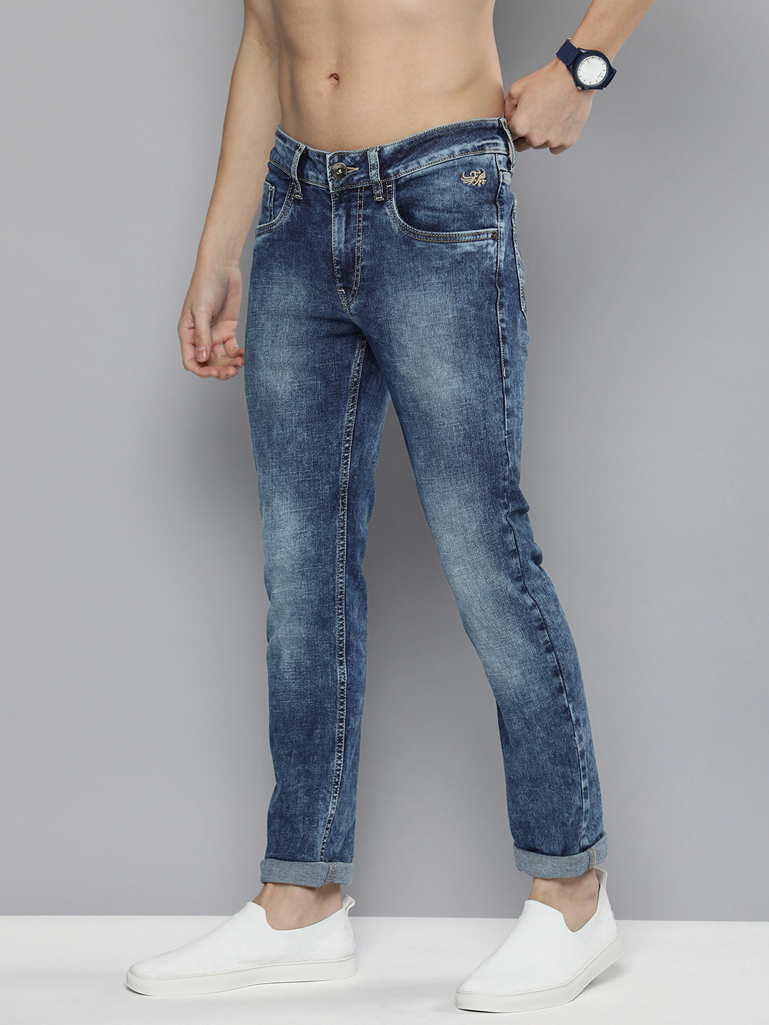 Buy Flying Machine Men Blue Jackson Skinny Fit Low Rise Heavy Fade ...