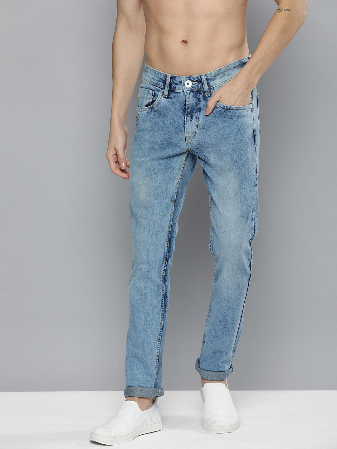 Buy Flying Machine Men Blue Jackson Skinny Fit Low Rise Heavy Fade ...