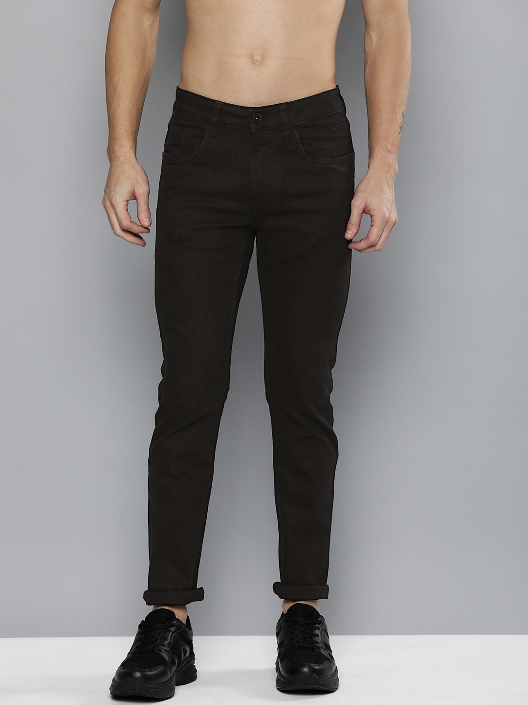 Buy Flying Machine Men Black Slim Tapered Micheal Fit Stretchable Jeans ...