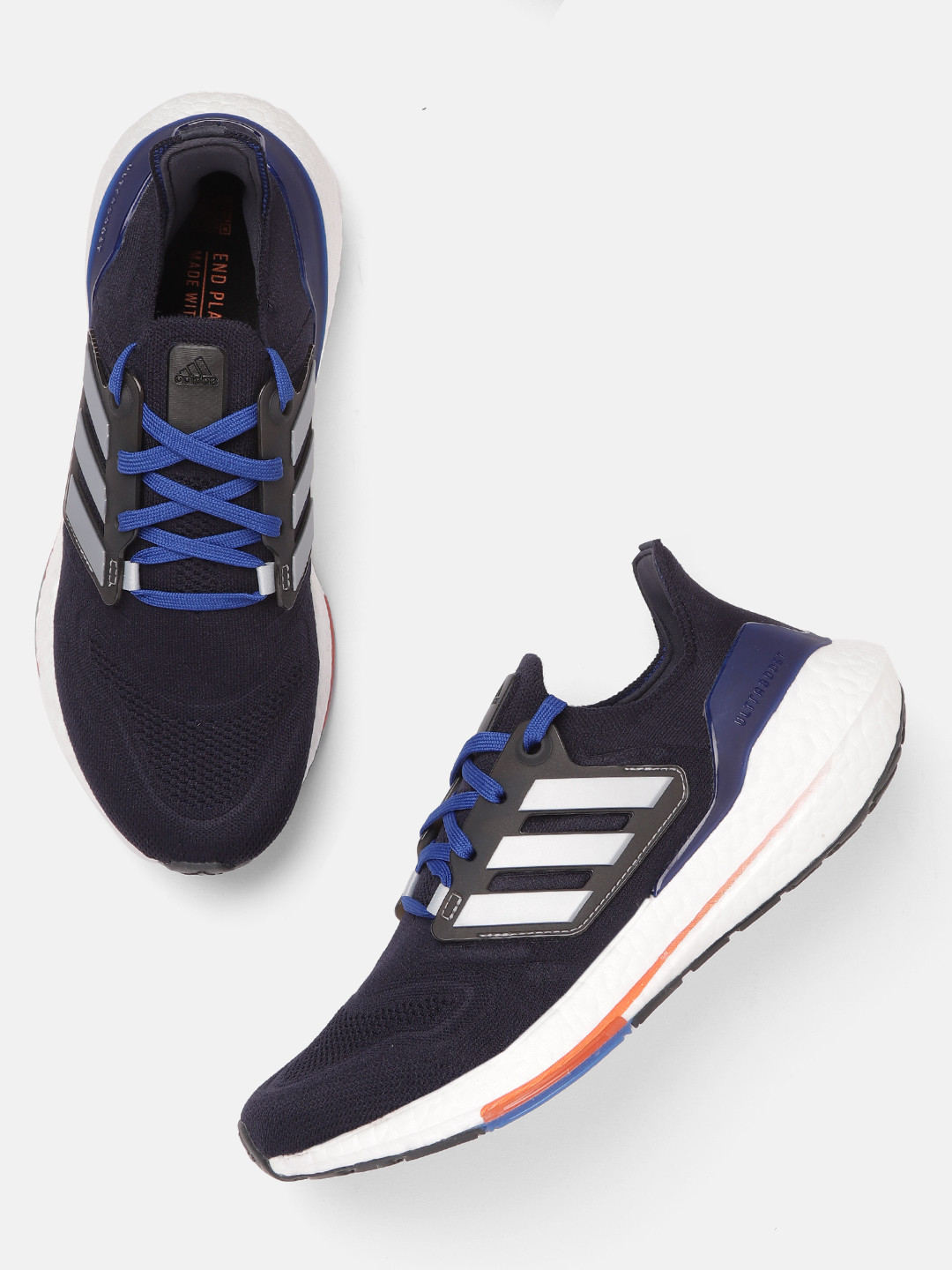 Buy ADIDAS Men Navy Blue Woven Design Ultraboost 22 Running Shoes ...