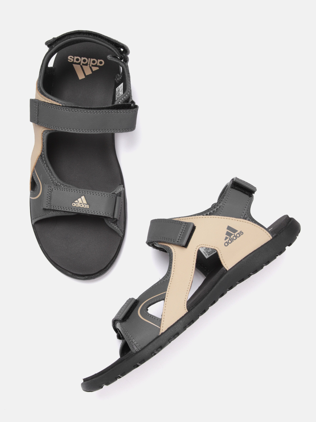 Buy ADIDAS Men Grey & Beige Brand Logo Print Traso Sports Sandals ...
