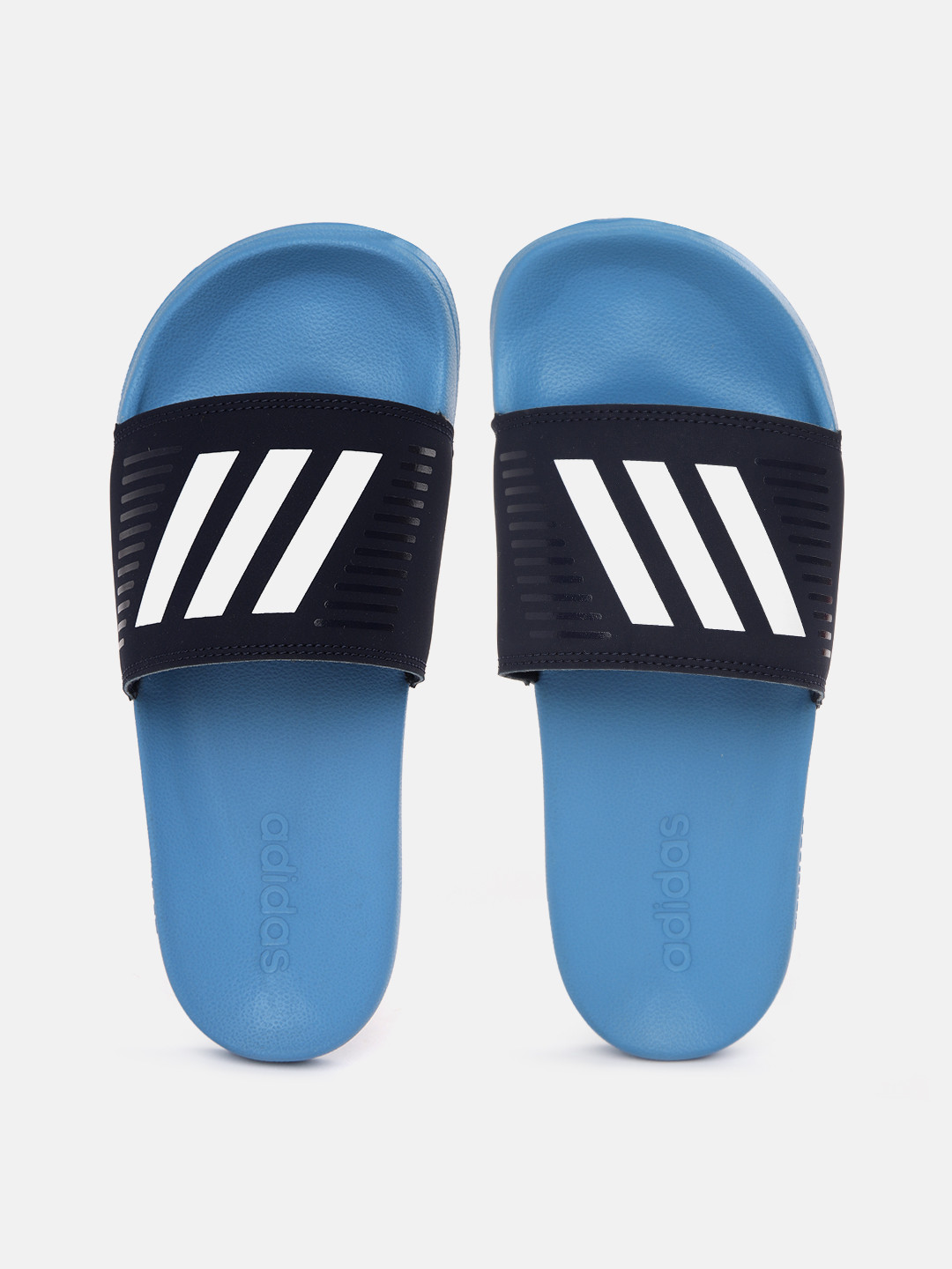 Buy ADIDAS Men Blue & White Striped Contaro Sliders - Flip Flops for ...