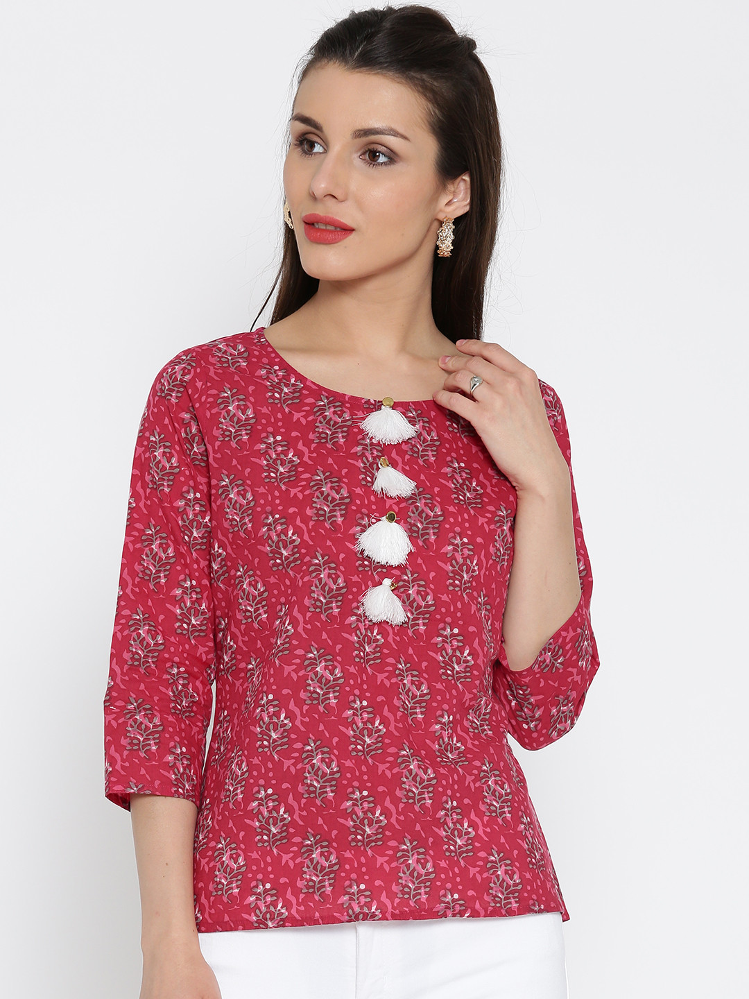 Buy Desi Fusion Women Pink Printed Top - Tops for Women 1874178 | Myntra