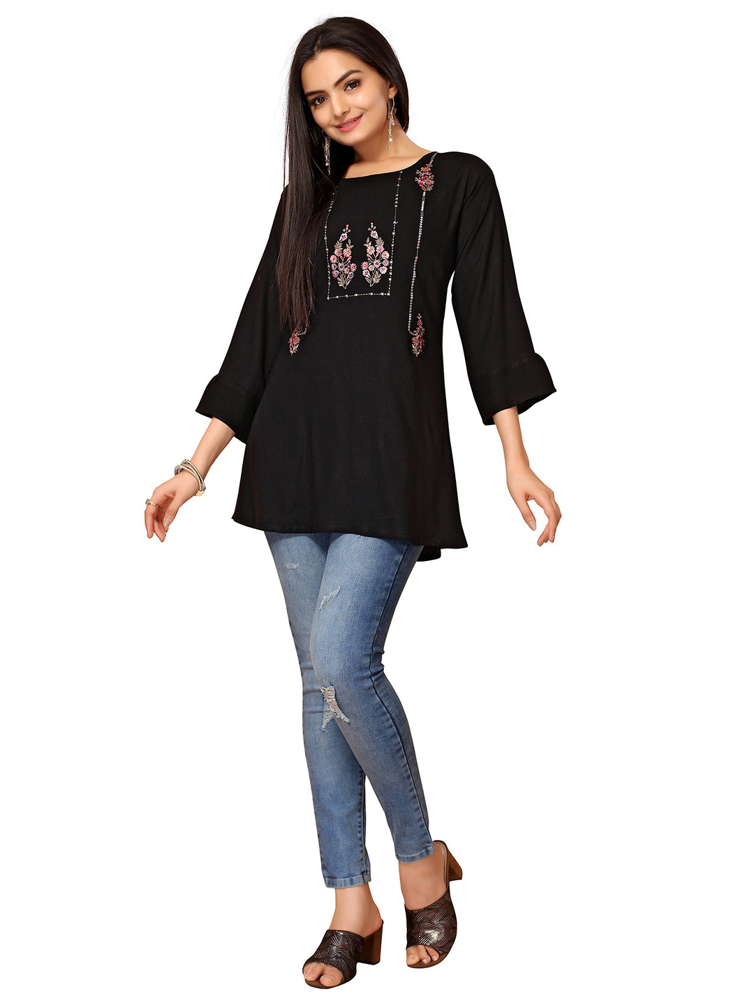 Buy Nimayaa Black Floral Embellished Top - Tops for Women 18742030 | Myntra