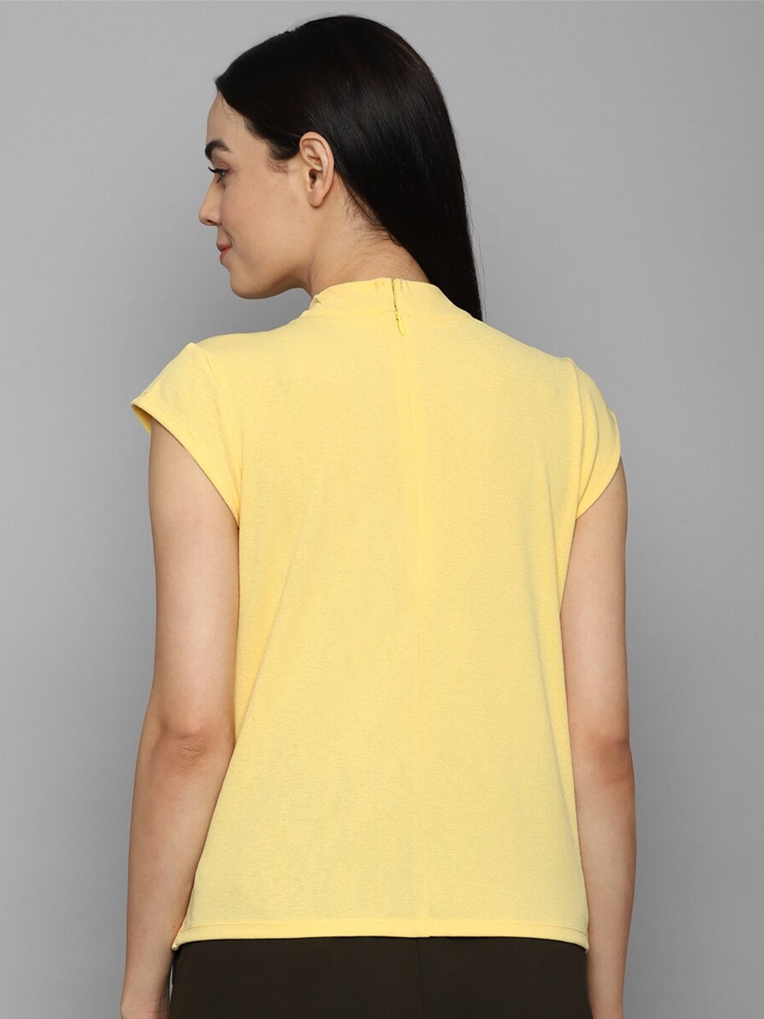 Buy Allen Solly Woman Yellow Cap Sleeve High Neck Top Tops For Women