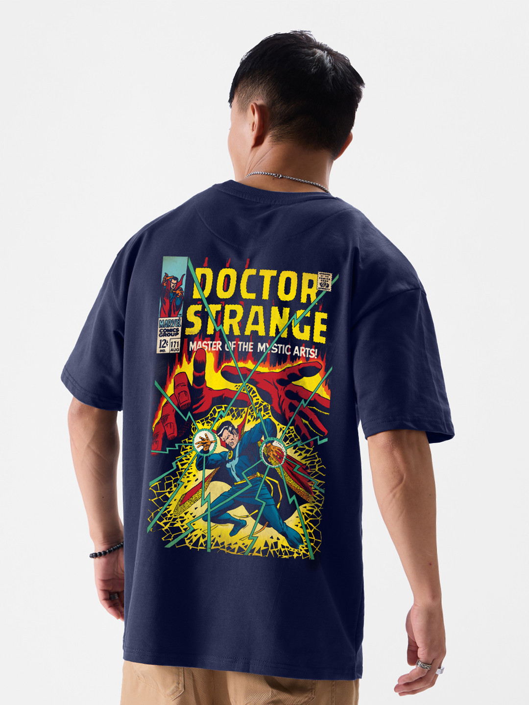 Buy The Souled Store Men Navy Blue Doctor Strange Applique Oversized T ...